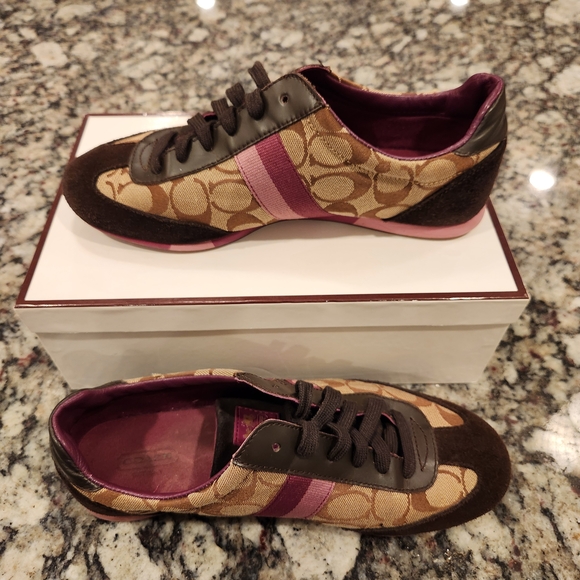 Coach | Shoes | Coach Joss Brown And Berry Womens Us Size M Sneakers ...
